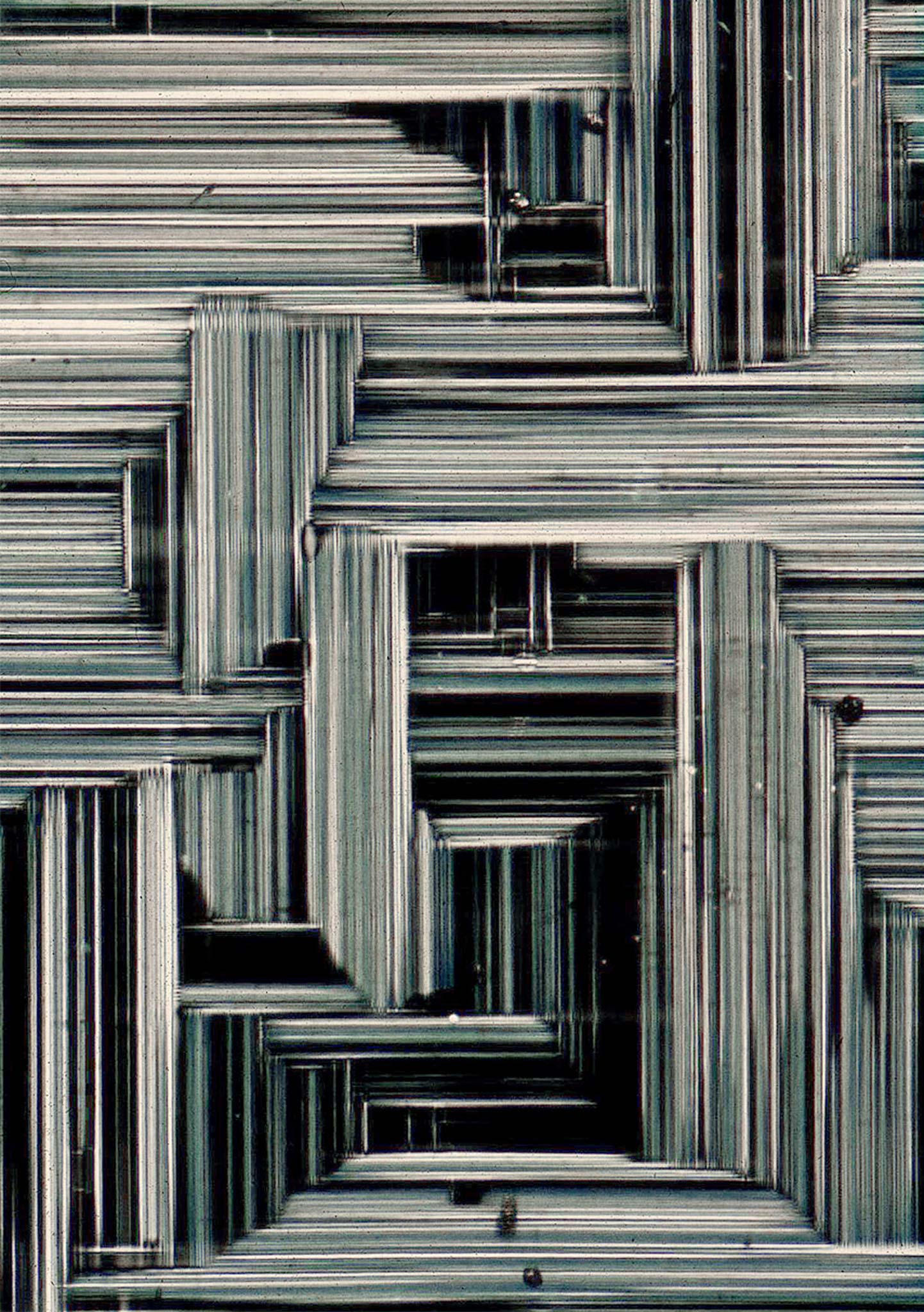Leucite crystal from volcanic rock showing polysynthetic lamellar twins ...